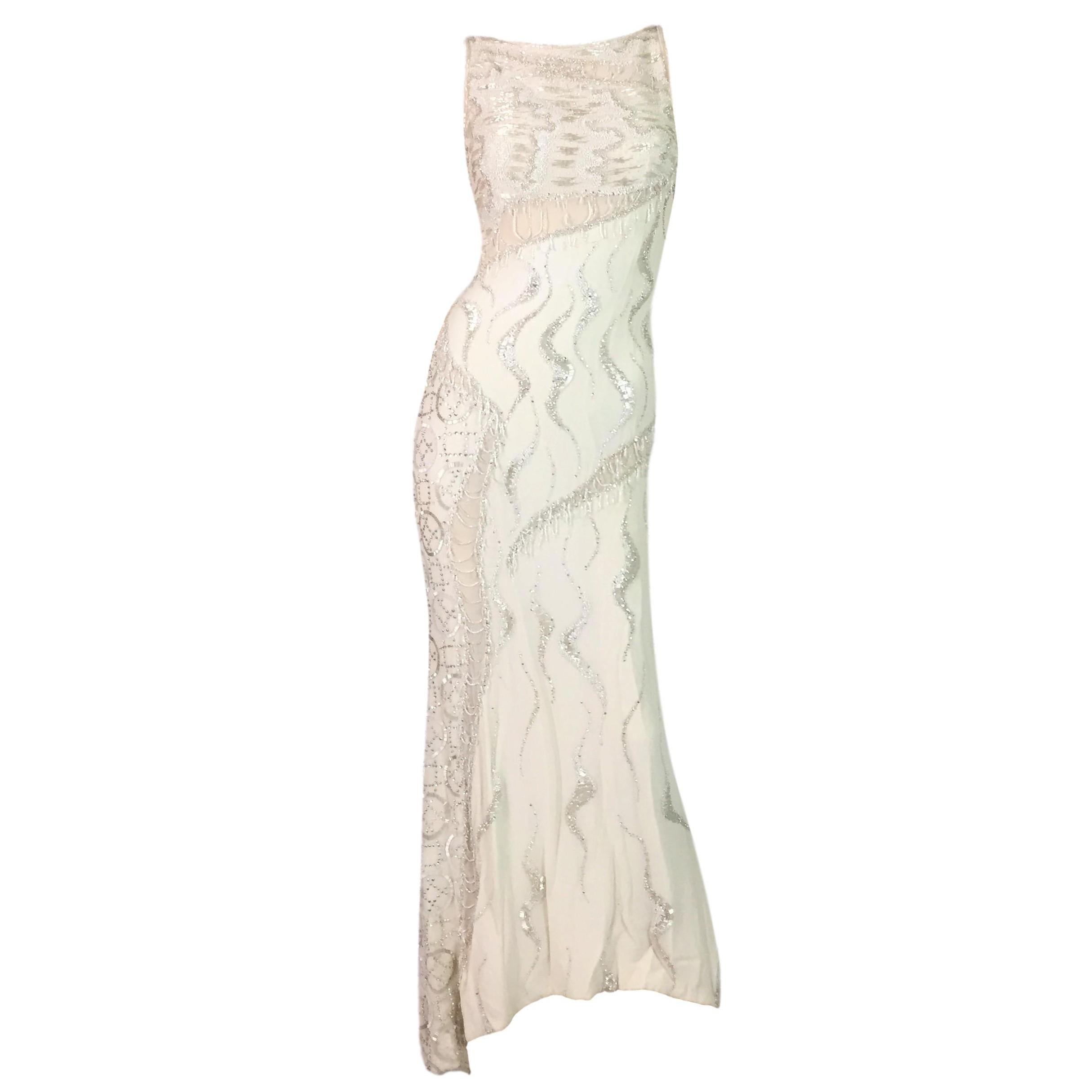 1990s Atelier Versace by Gianni Versace Beaded Mesh Silk Dress For Sale ...