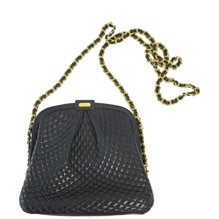 Bally Navy Leather Cross Body Diamond Stitch Pouch Bag at 1stDibs