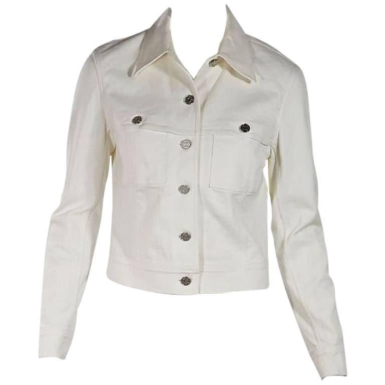 Celine White Cotton Denim Jacket For Sale at 1stDibs | white cotton jacket