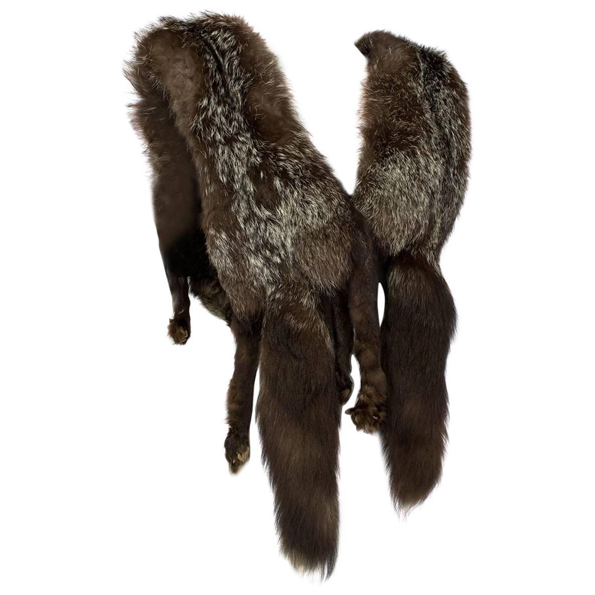 Hollywood Regency Double Fox Tippet Scarf Stole, 1930s at 1stDibs