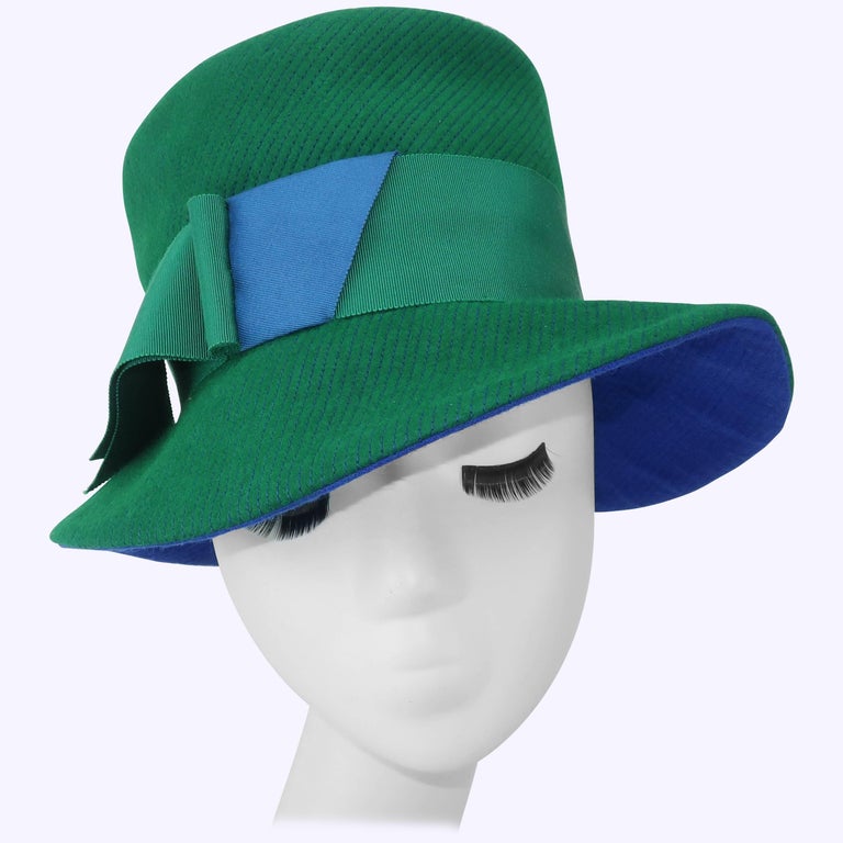 C.1960 Amy of New York Blue and Green Hat at 1stDibs