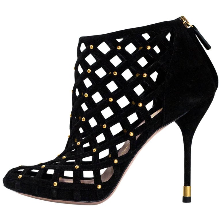 Gucci Black Suede Caged Booties Sz 35.5 NEW For Sale at 1stDibs | black ...