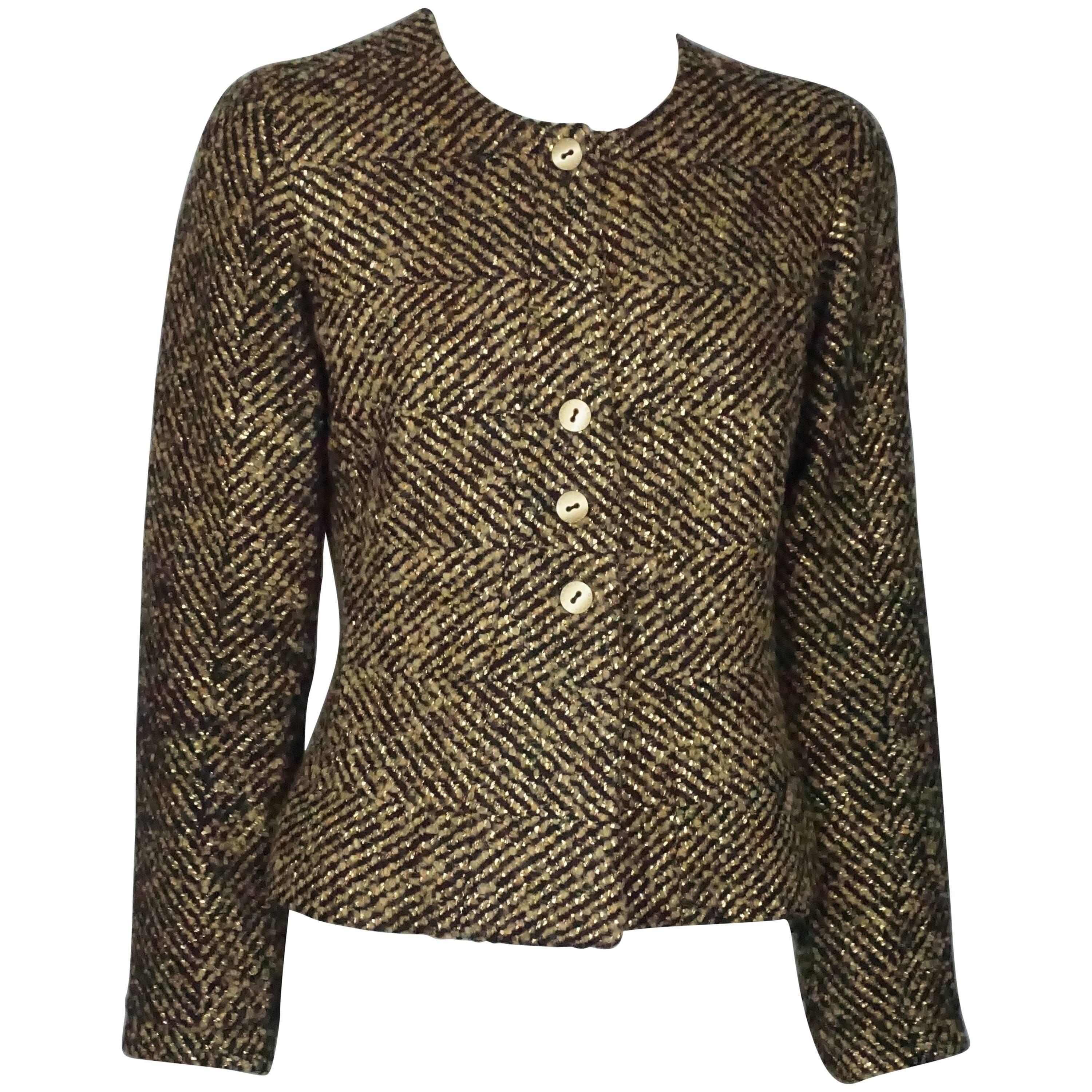 Chanel Black and Gold Patterned Tweed Jacket - 36 - 00A at 1stDibs ...