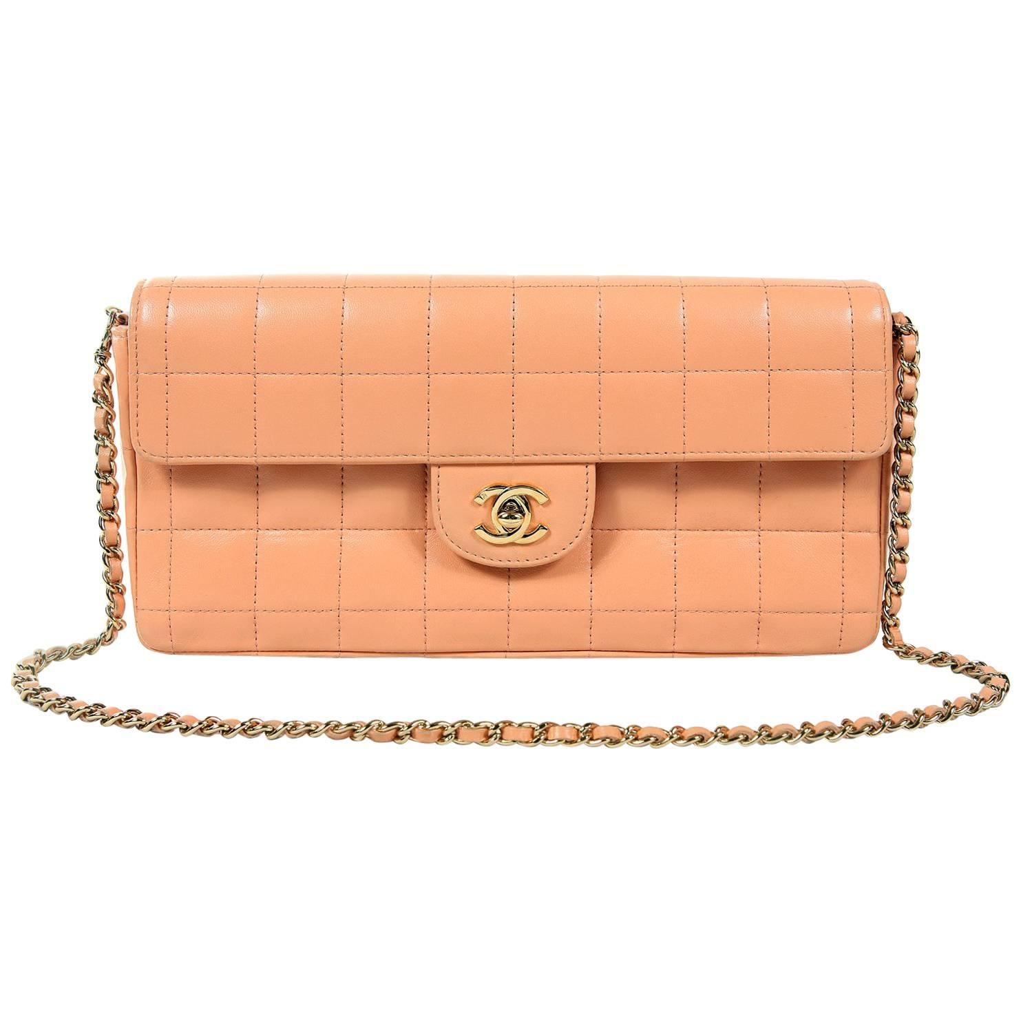 Chanel Pink Square Quilted Leather East West Flap Bag at 1stDibs ...