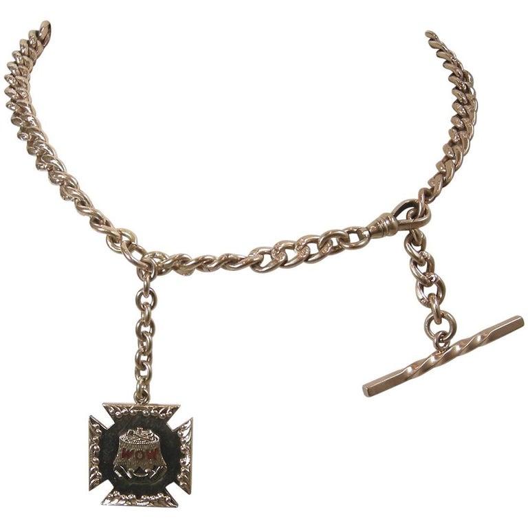 Victorian Vintage Gold-Filled Fob Necklace at 1stDibs