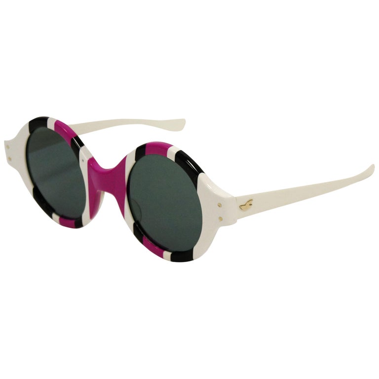 American Purple Black and White Mod Sunglasses, 1960s For Sale at ...
