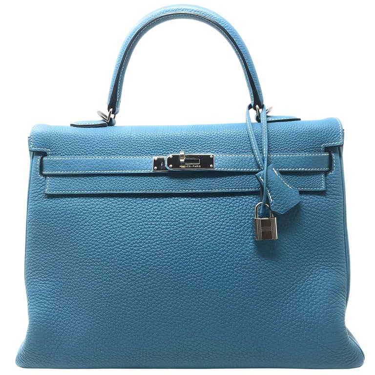 Hermes Kelly 35cm Blue Jean For Sale at 1stDibs | hermes kelly blue jean