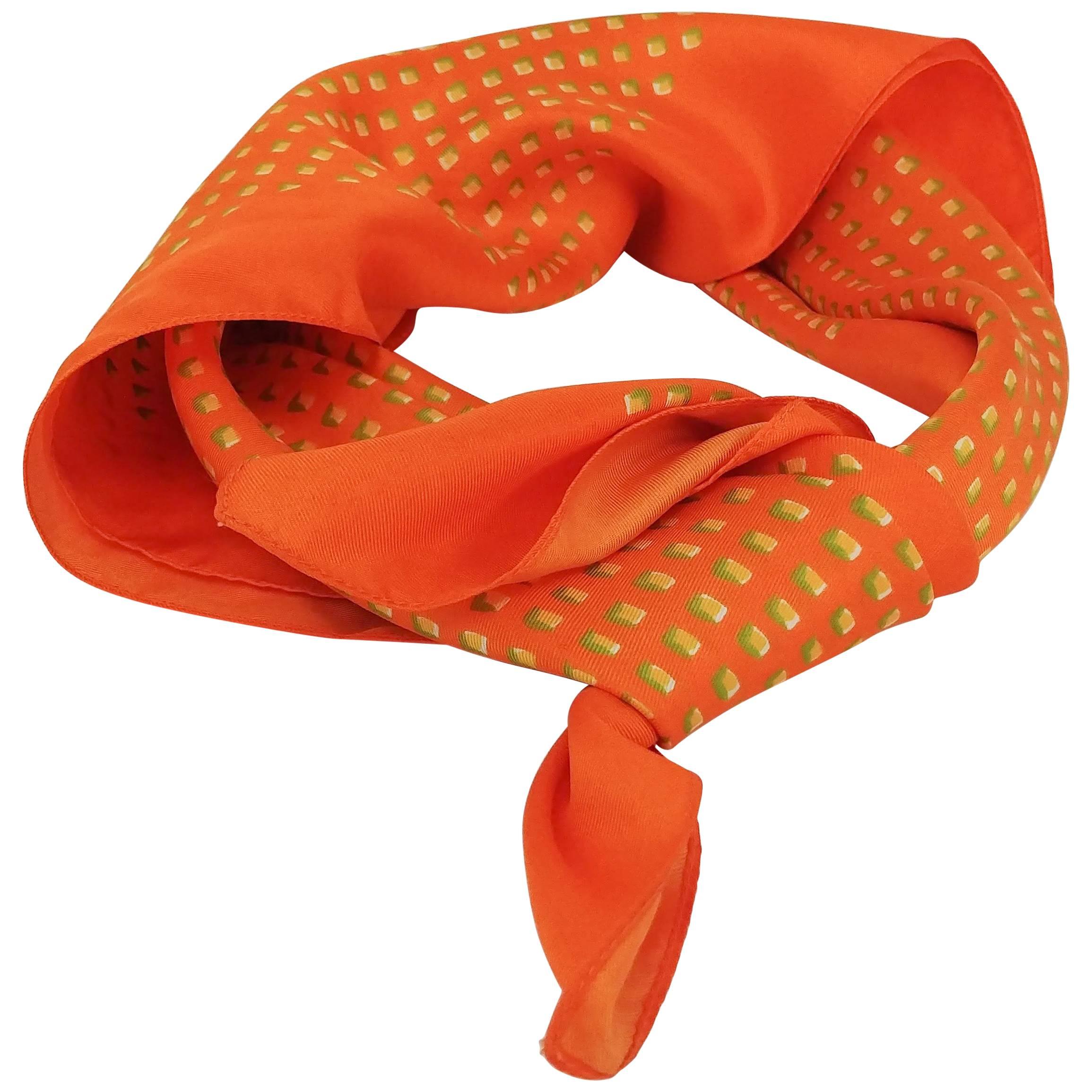 1960's Liberty of London Orange Printed Silk Scarf at 1stDibs