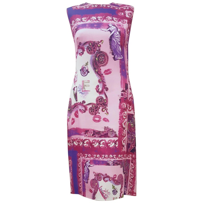 Versatile Versace Collection Pink Print Kisses Sleeveless Dress For ...