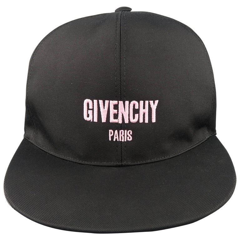 Givenchy Black Canvas Pink Logo Floral Embroidered Snap Back Cap at 1stDibs