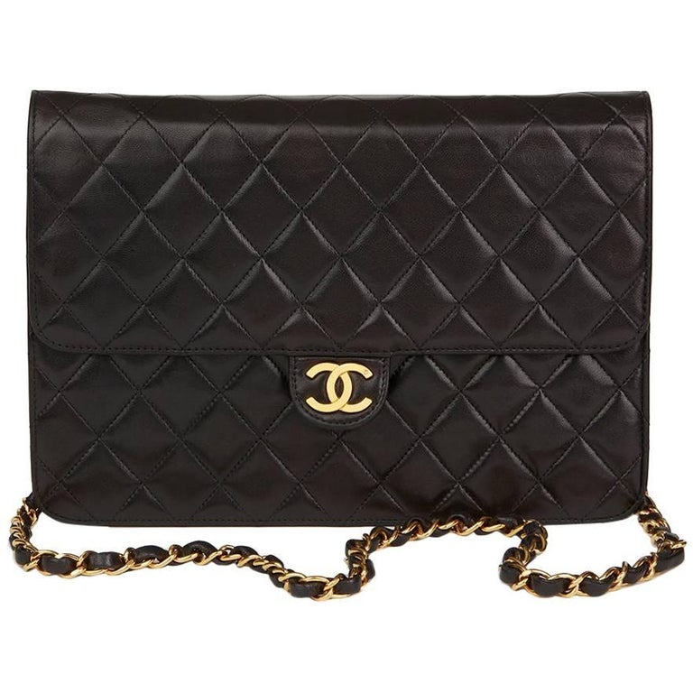 1994 Chanel Black Quilted Medium Vintage Classic Single Flap Bag at ...
