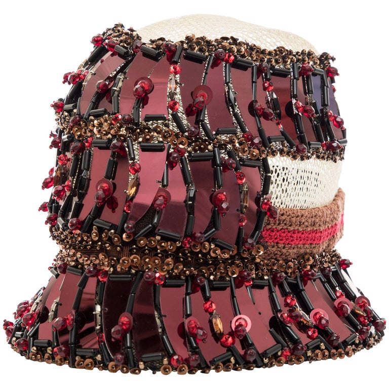 Prada Runway Embellished Cloche Hat, Spring 2005 at 1stDibs