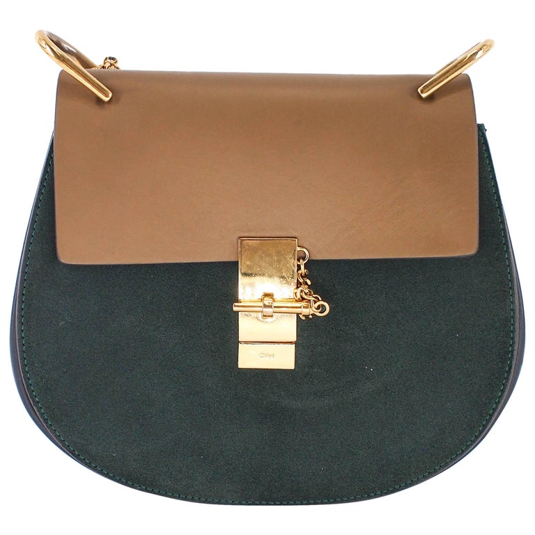 Chloe Medium Drew Shoulder Bag in Tri Colour Leather and Suede w/ Gold ...