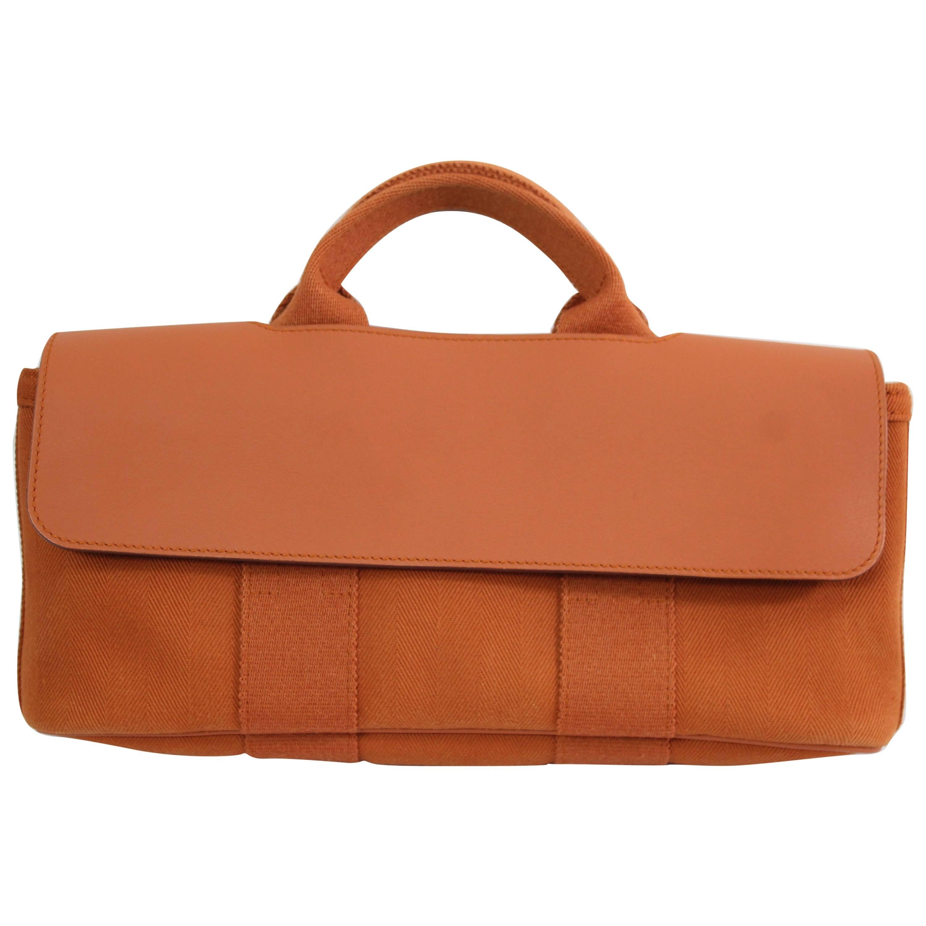 Hermes Mini Valparaiso Orange Canvas and Leather Bag at 1stDibs ...