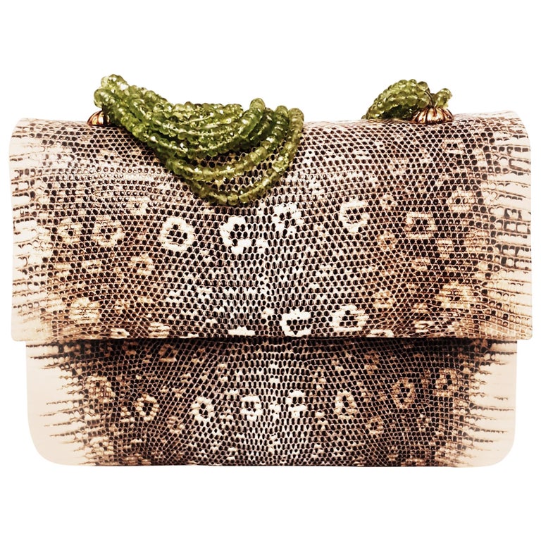Darby Scott Lizard Evening Bag With Peridot Strands For Sale at 1stDibs