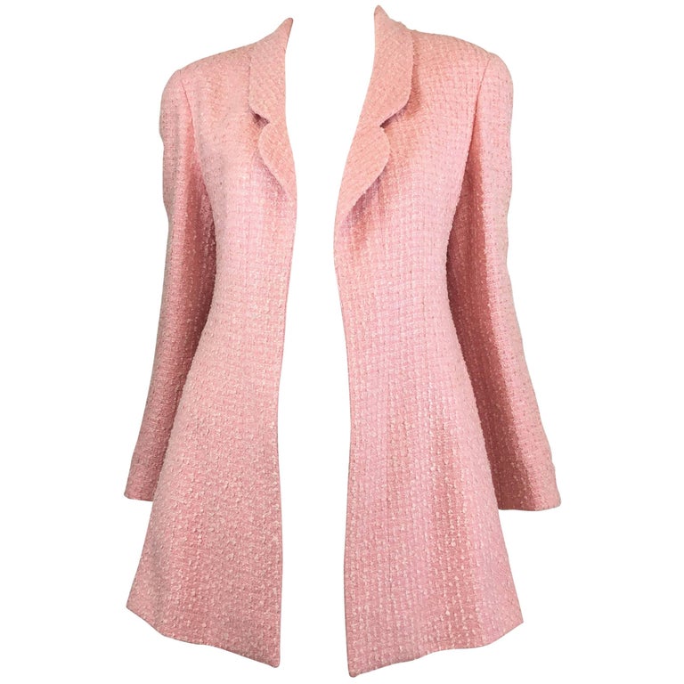 Chanel Pink Vintage Open Long Jacket at 1stDibs | chanel pink jacket