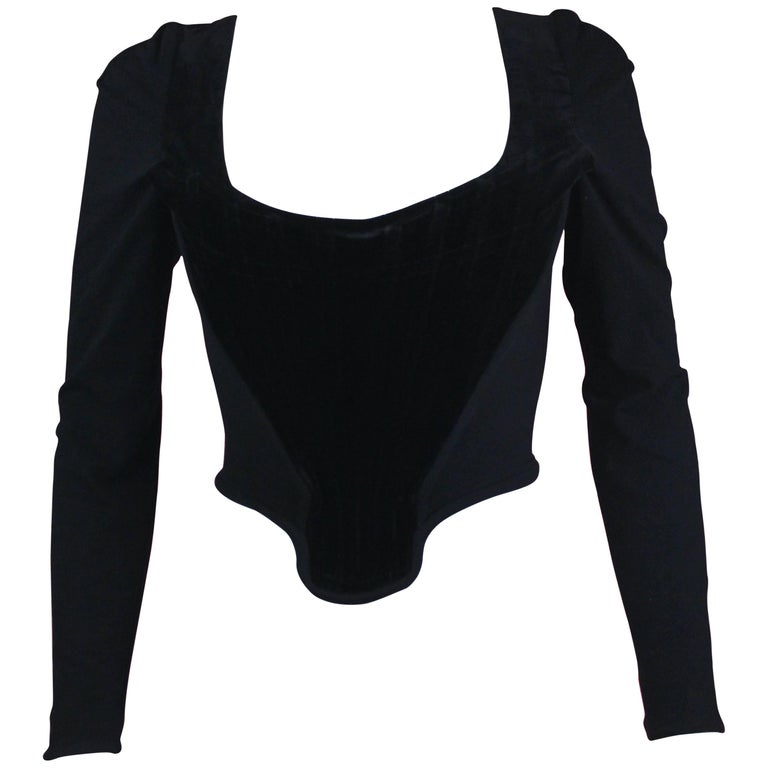 Vivienne Westwood Black Velvet Corset with Long Sleeves, C. late 90's, Size US 4 at 1stDibs ...