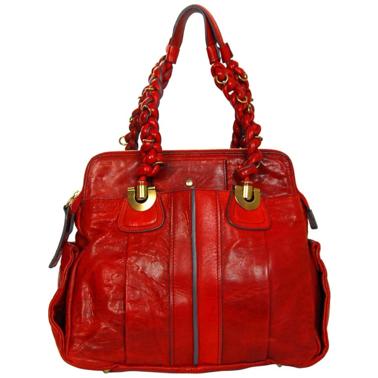 Chloe Red Leather Heloise Tote Bag For Sale at 1stDibs