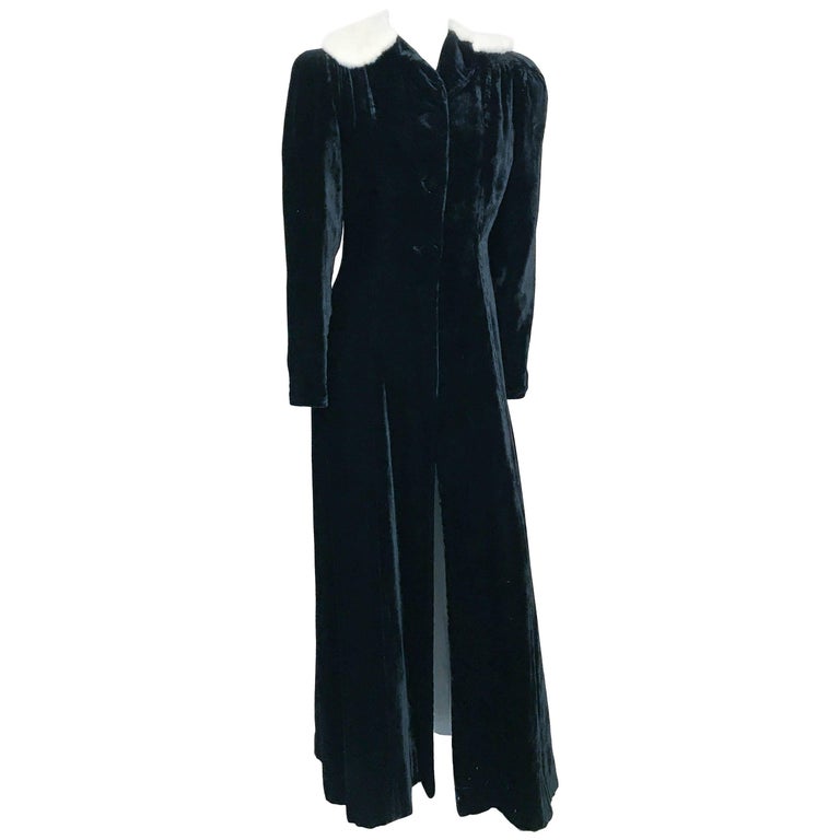 Black Silk Velvet Opera Coat with Ermine Collar, 1930 at 1stDibs ...