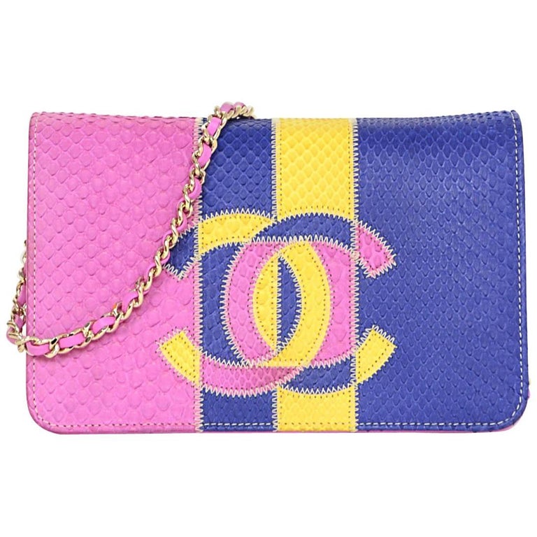 Chanel Tricolor Python Patchwork CC Wallet On Chain WOC Bag, 2017 For ...