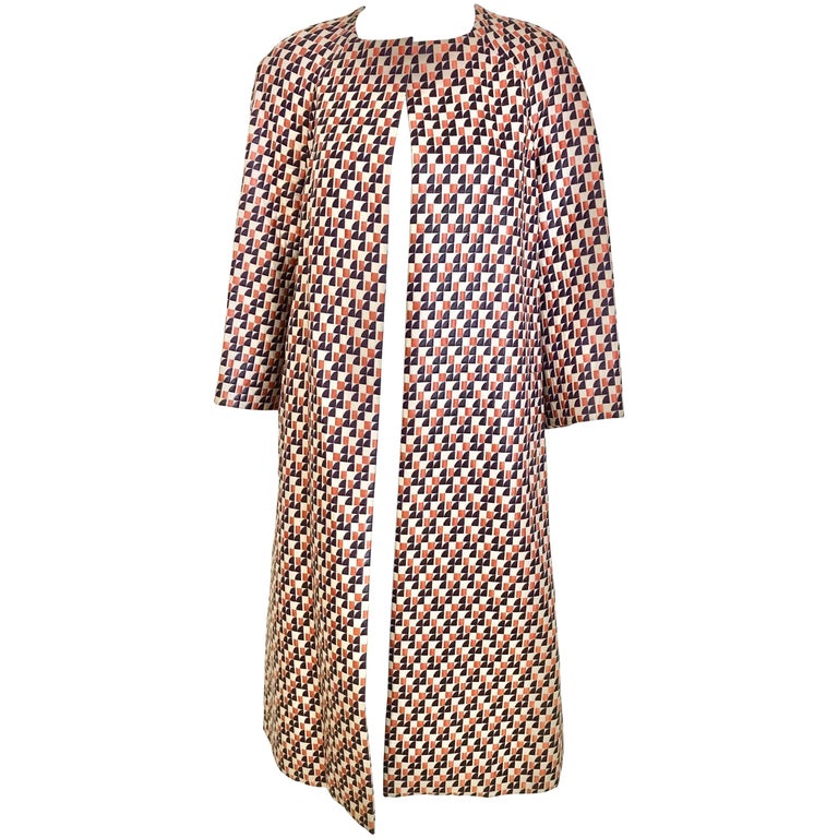 1960s Multi Color Checkered Print Coat For Sale at 1stDibs