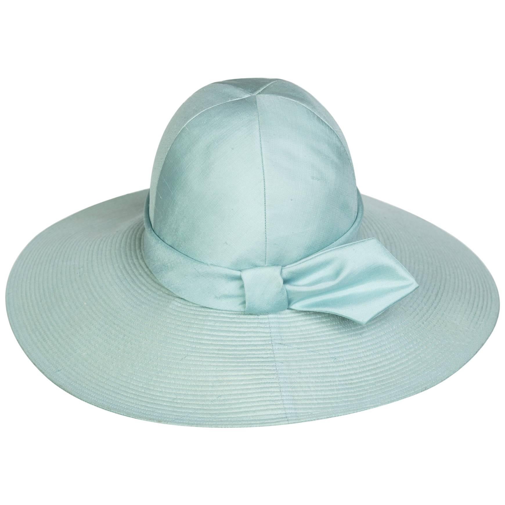 Yves Saint Laurent YSL Soft Blue Silk Hat, 1970s at 1stDibs