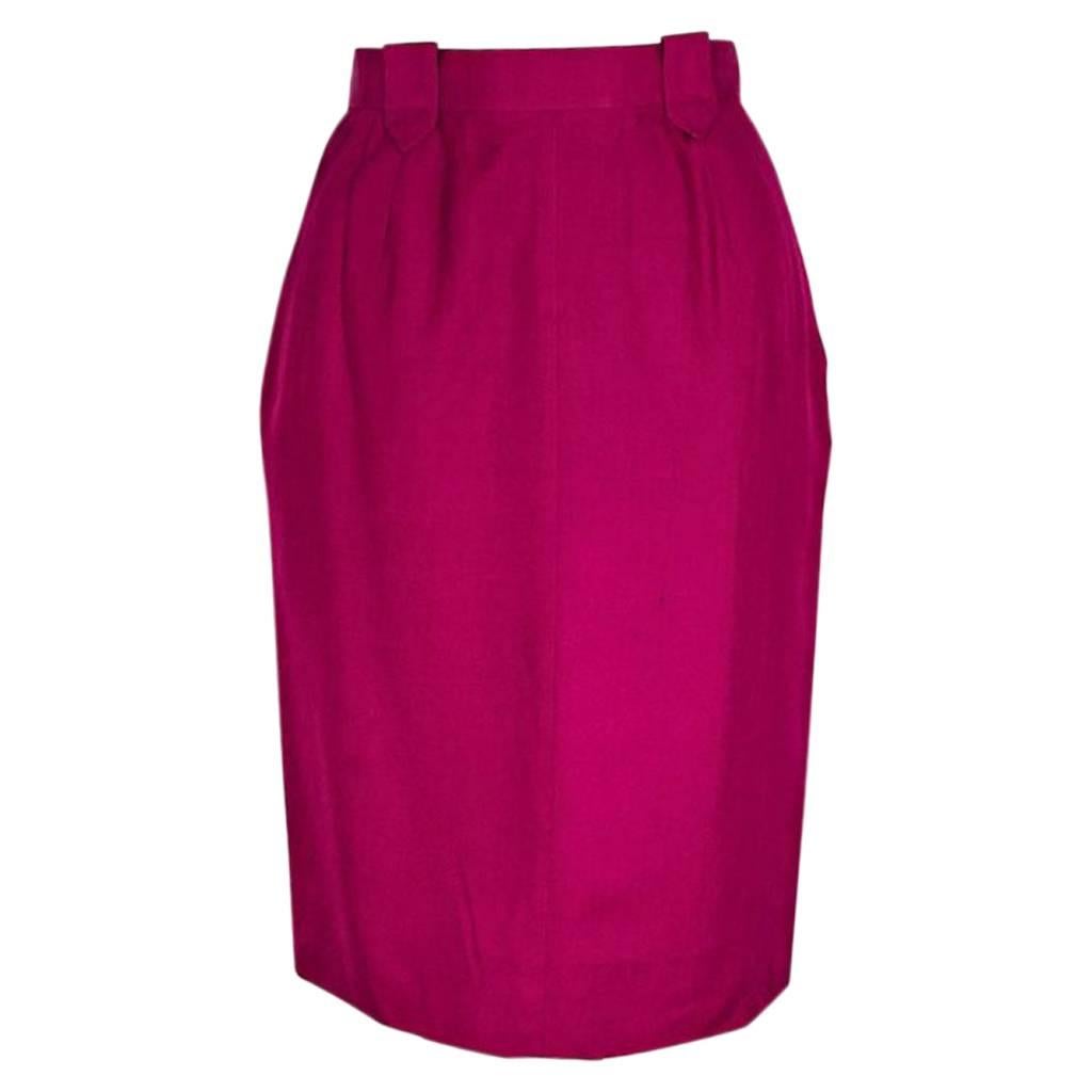 Raspberry Vintage Chanel Pencil Skirt For Sale at 1stDibs