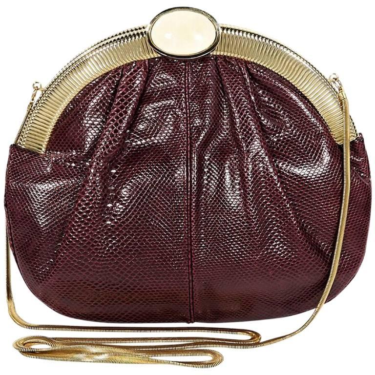 Red Vintage Judith Leiber Karung Snake Clutch For Sale at 1stDibs