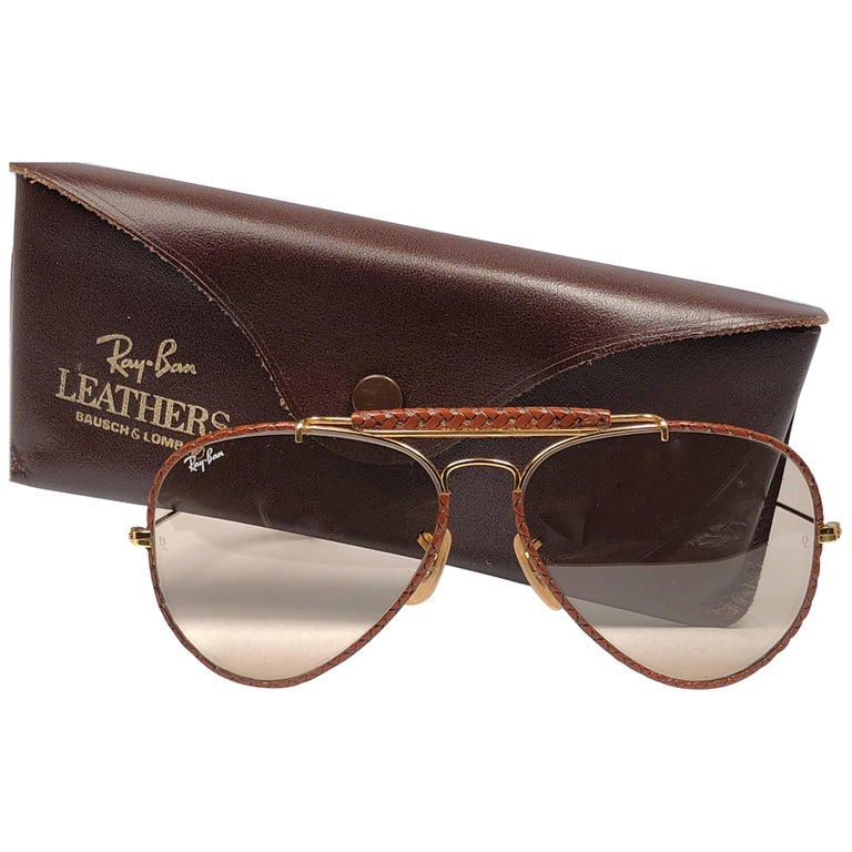 Ray Ban Vintage Leathers Outdoorsman Braid Leather B&L Sunglasses at 1stDibs