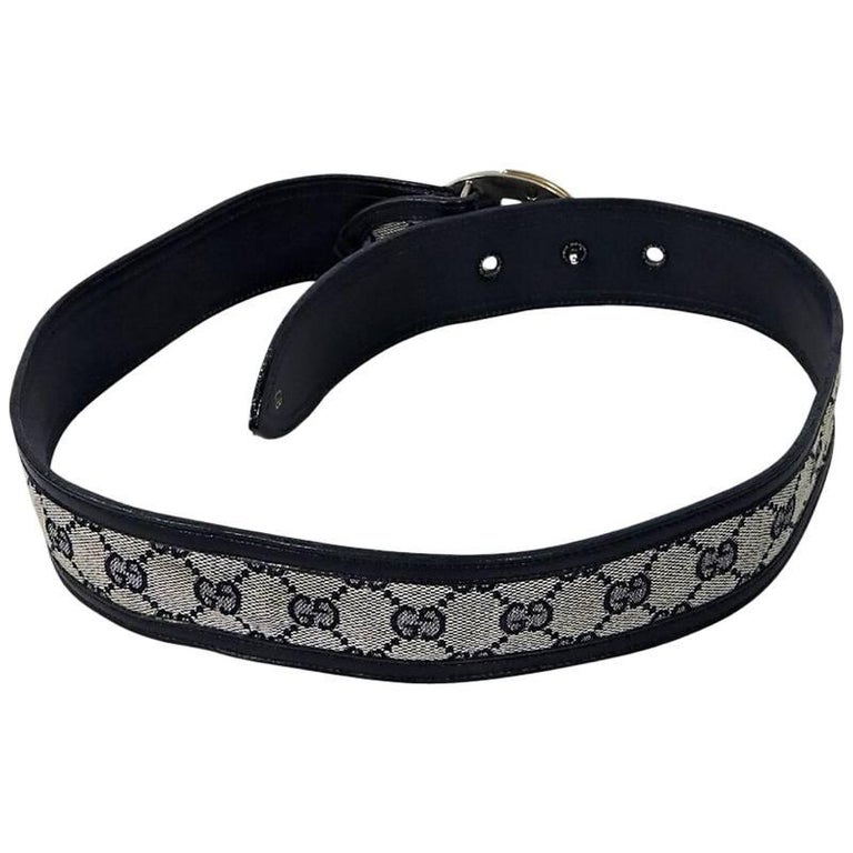 Navy Blue Vintage Gucci Monogram Belt For Sale at 1stDibs