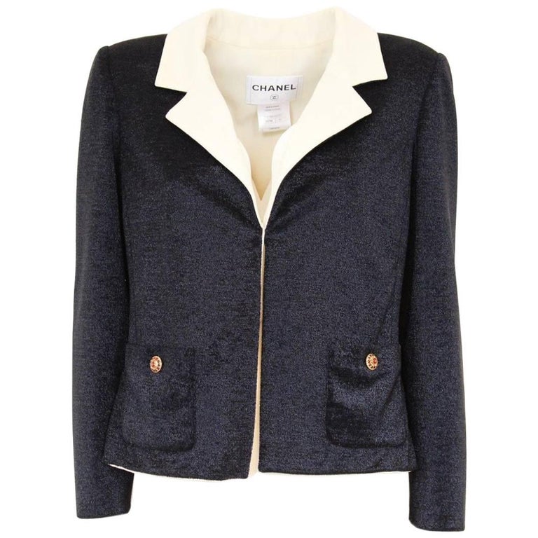Chanel Blue Metal color Jacket at 1stDibs