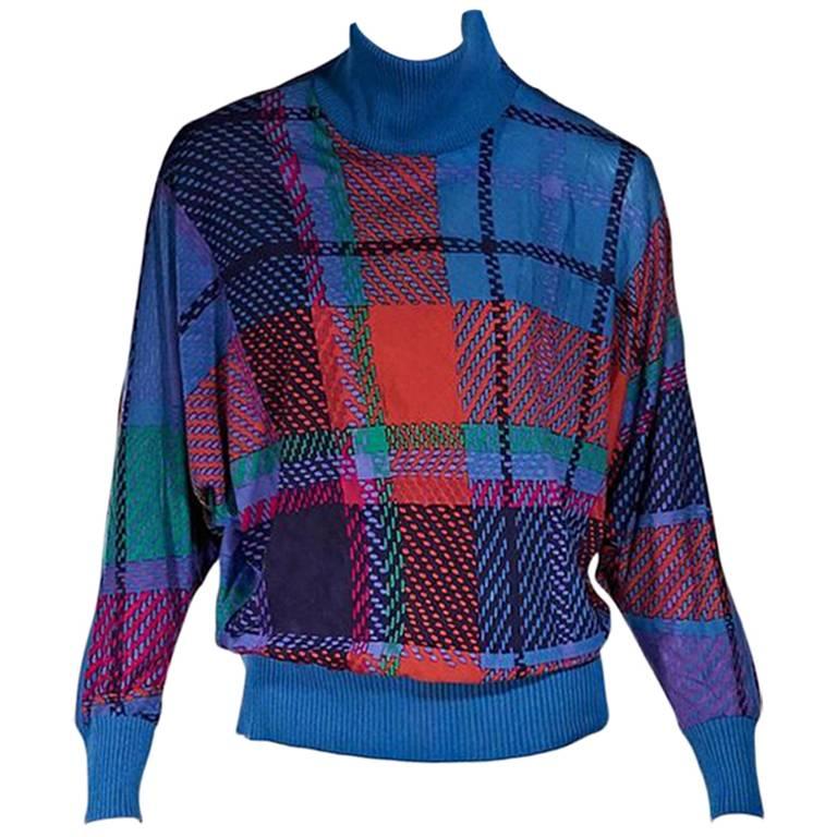 Multicolor Vintage Leonard Paris Turtleneck Sweater For Sale at 1stDibs