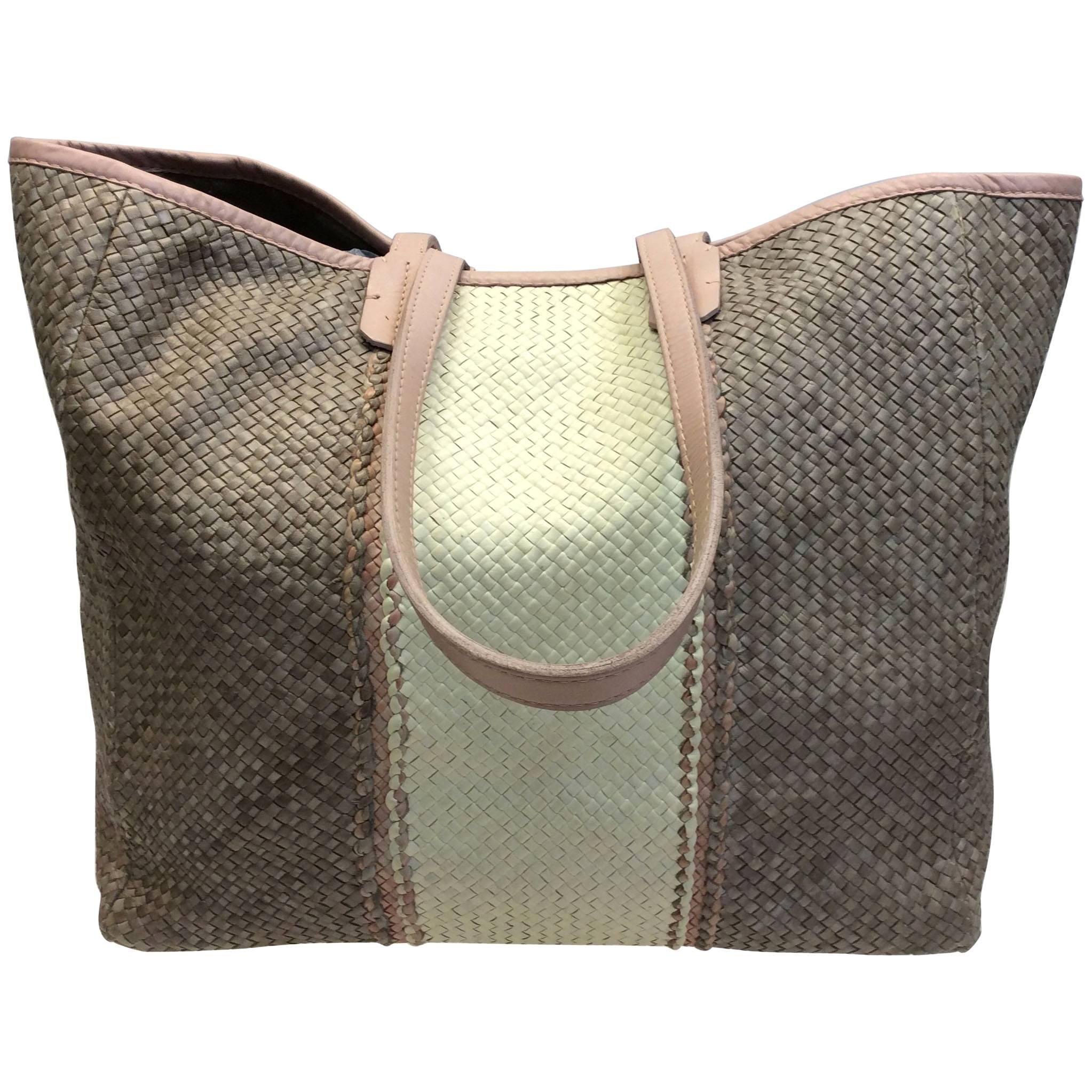 Lance Woven Leather Pink and Tan Tote For Sale at 1stDibs | lance handbags