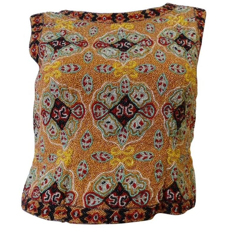 Christiana Beaded Sleeveless Shell Top, 1990s For Sale at 1stDibs