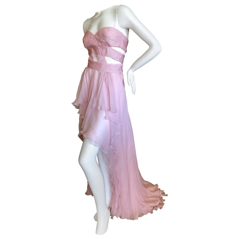 Valentino Pale Pink Silk Chiffon Pleated Revealing Goddess Dress For ...