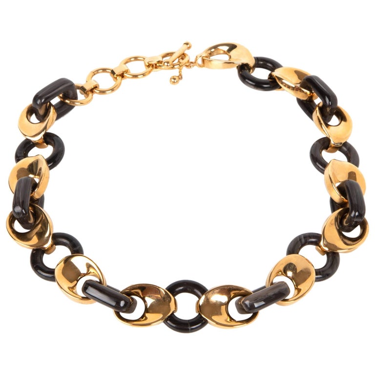 Chloe Gold and Gray Lacquered Acrylic Necklace at 1stDibs | chloe gold ...