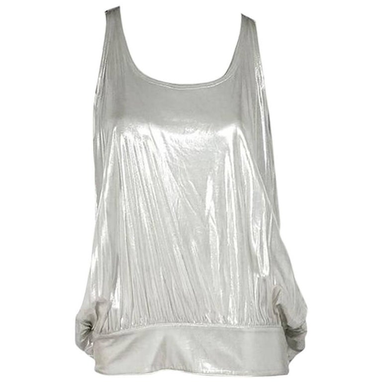 Metallic Silver Fendi Draped-Back Top For Sale at 1stDibs