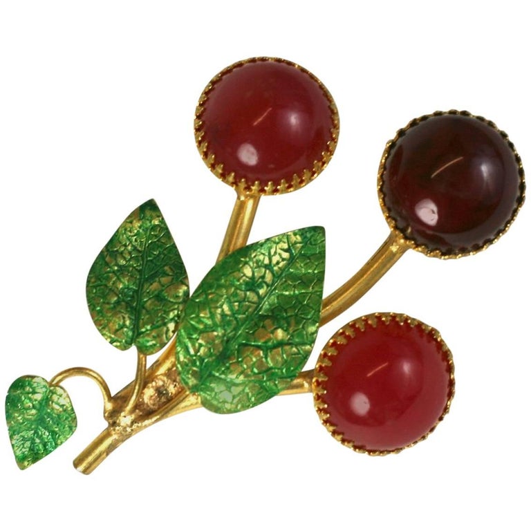 Charming Cis Cherry Brooch For Sale at 1stDibs