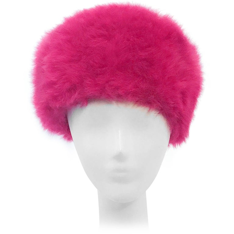 1960s Leslie James Magenta Angora Fur Felt Hat For Sale at 1stDibs