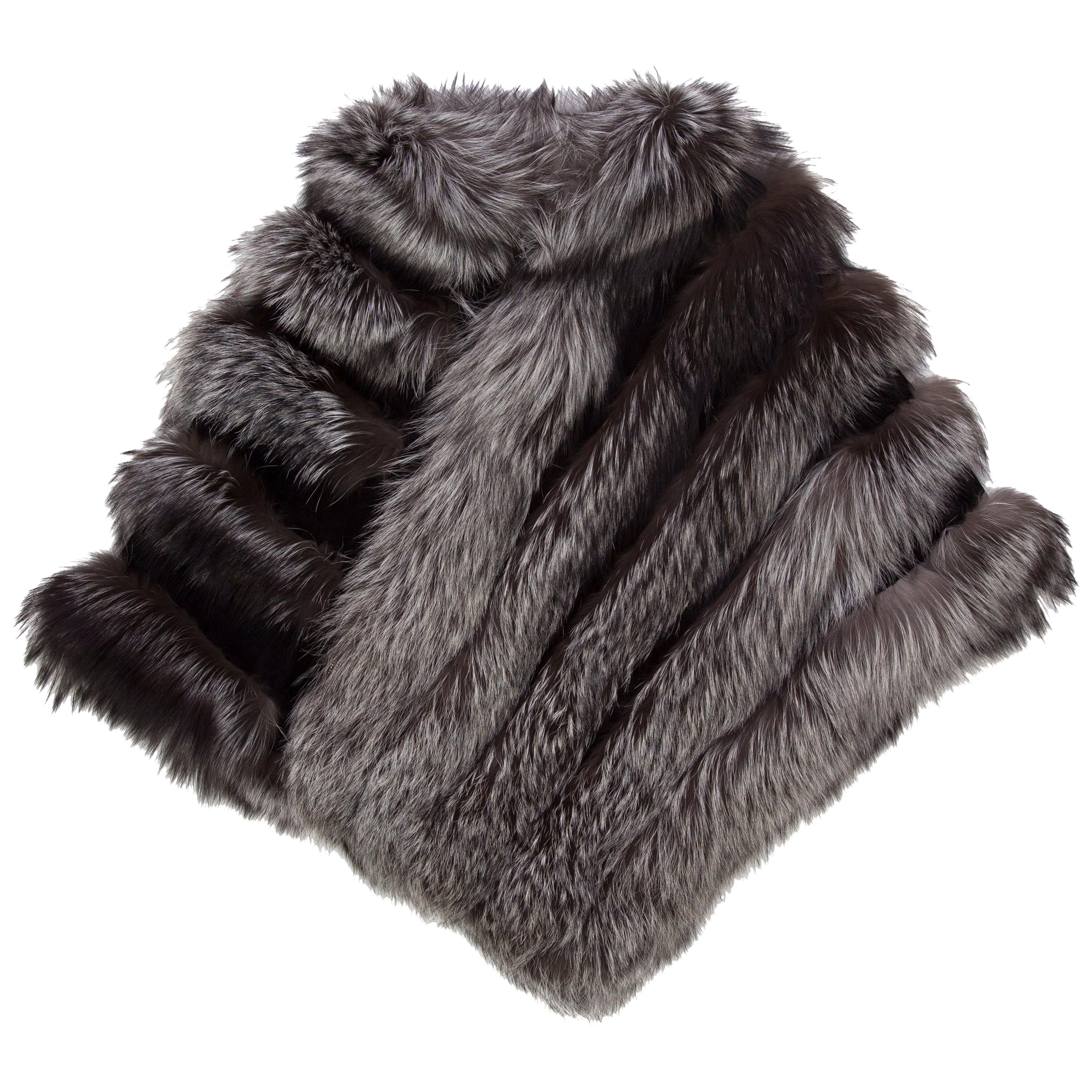 Luxurious Oversized Blue Fox Fringe Fur Collar Wrap at 1stdibs
