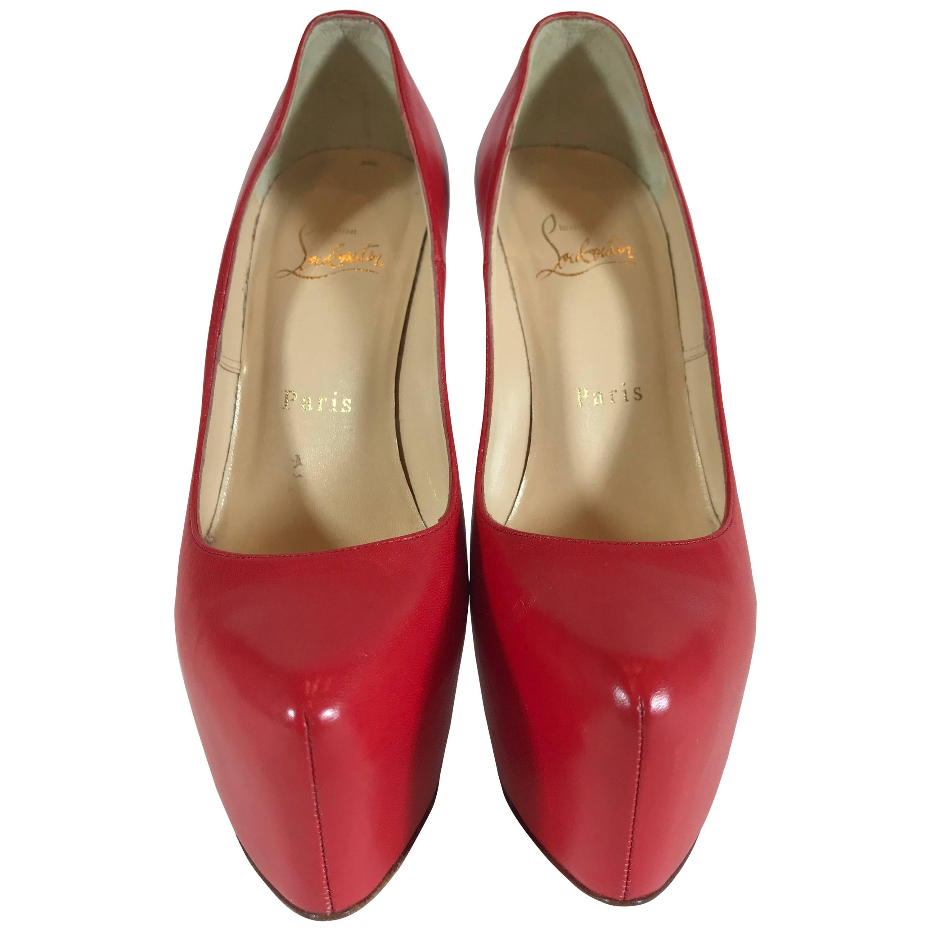 Christian Louboutin Daffodil Red Leather Pump For Sale at 1stDibs