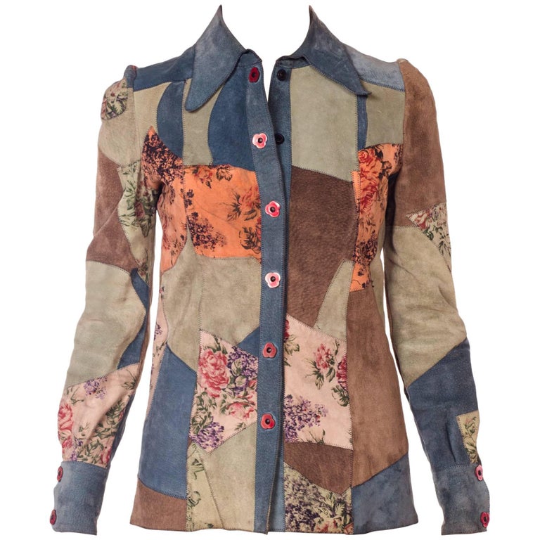1970s Roberto Cavalli Floral Suede Patchwork Jacket at 1stDibs
