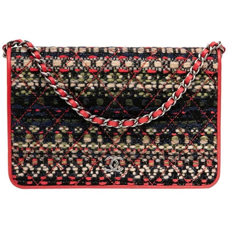 Chanel Multicolored Tweed and Red Smooth Leather Paris-Salzburg Mini ...