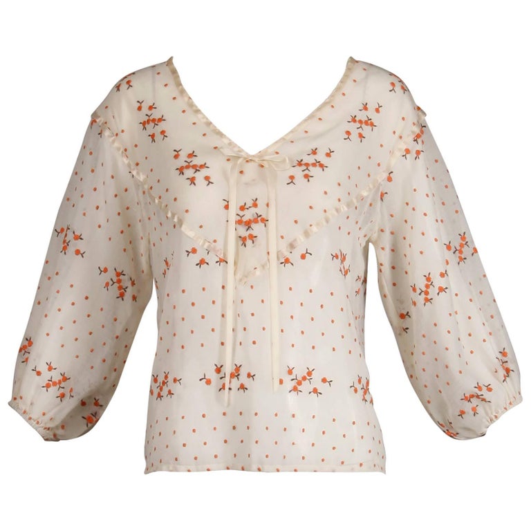 Chessa Davis for I. Magnin Vintage Cotton Embroidered Blouse Top or ...