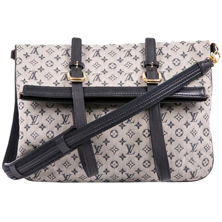 LOUIS VUITTON Bag in Gray and LV Blue Monogram Canvas and Navy Leather ...