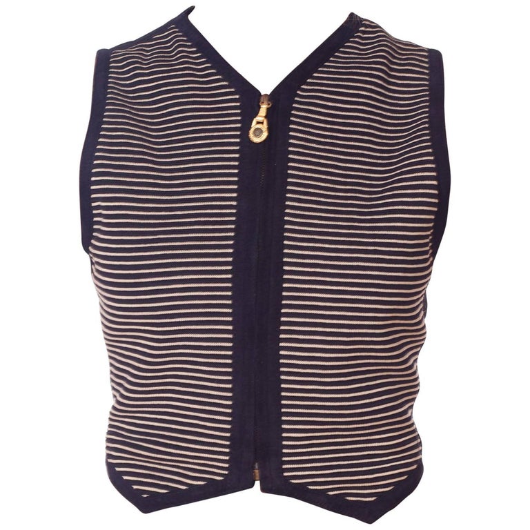 Gianni Versace Striped Suede Buckle Vest at 1stDibs