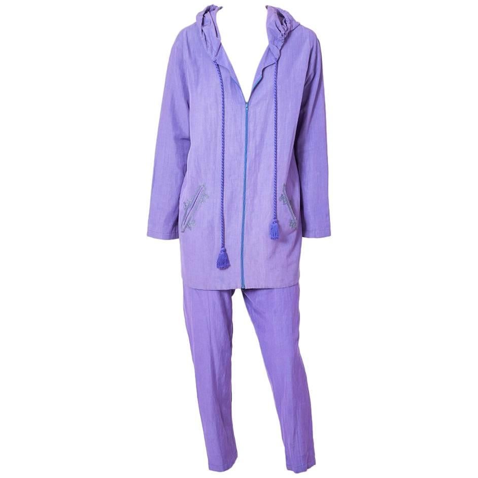 Shamask Linen and Silk Hooded Tunic and Pant Ensemble at 1stDibs