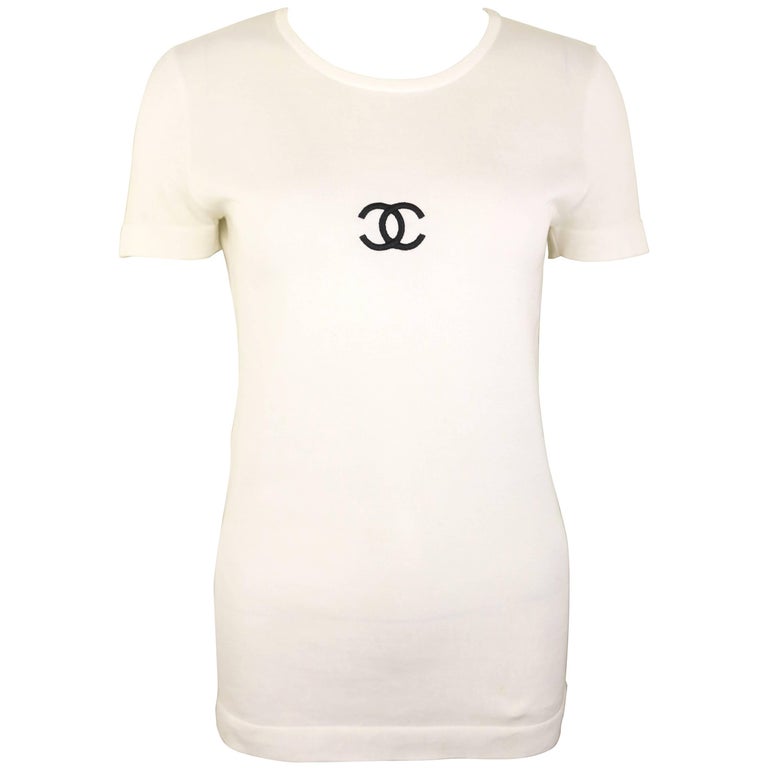 Chanel White Cotton "CC" T Shirt at 1stDibs | chanel white t shirt ...
