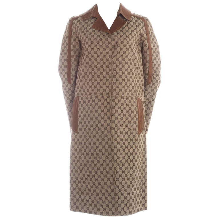 Gucci by Tom Ford monogram canvas and tan leather coat, A/W 2000 at 1stDibs