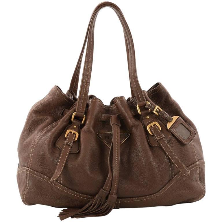 Prada Drawstring Tassel Tote Cervo Leather at 1stDibs